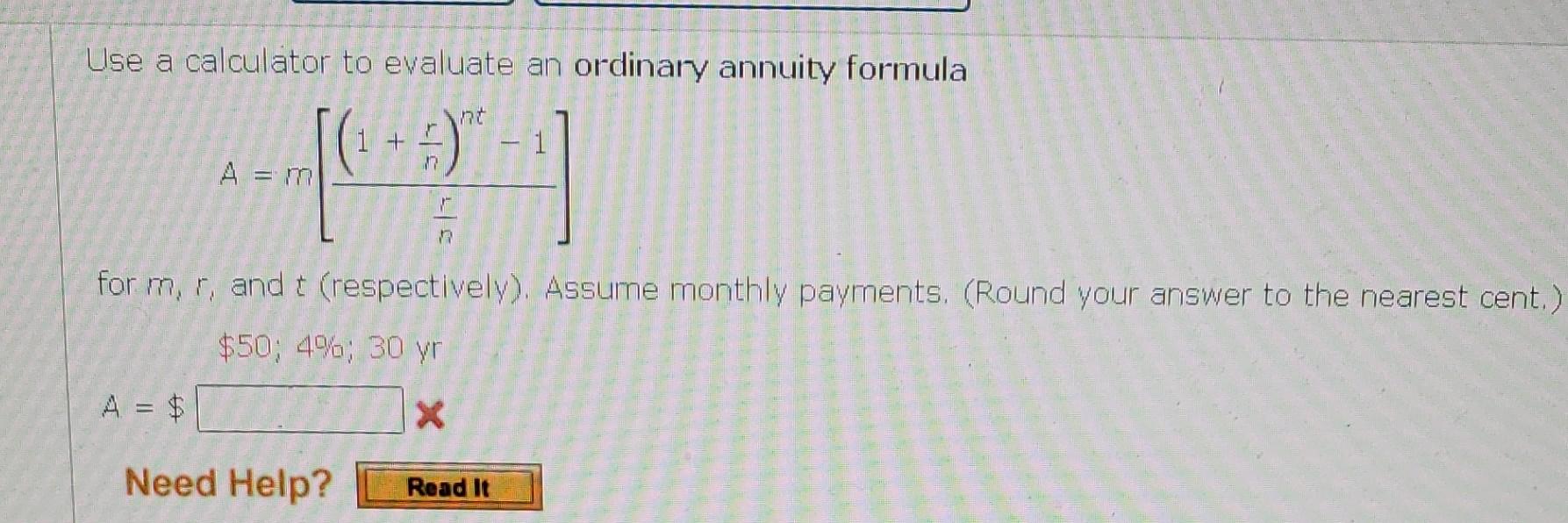 Solved Use a calculator to evaluate an ordinary annuity | Chegg.com
