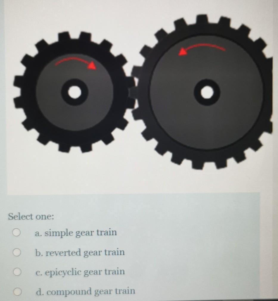 Solved Select one: a. simple gear train O b. reverted gear | Chegg.com