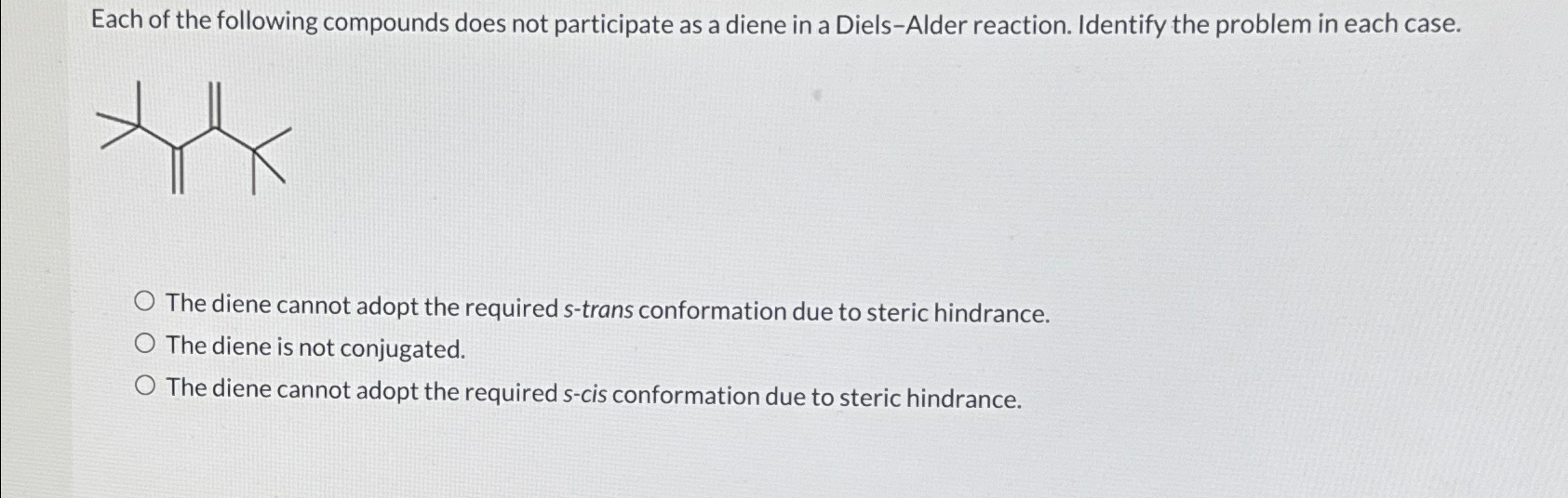 Solved Each of the following compounds does not participate | Chegg.com