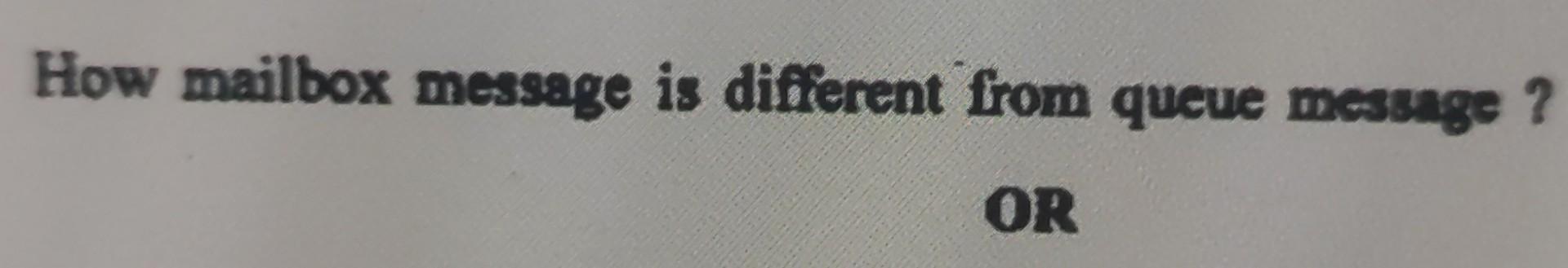 Solved How mailbox message is different from queue message? | Chegg.com