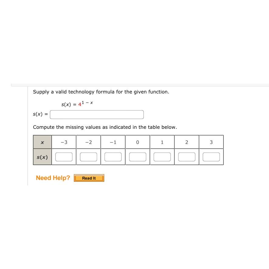 Solved Supply a valid technology formula for the given | Chegg.com