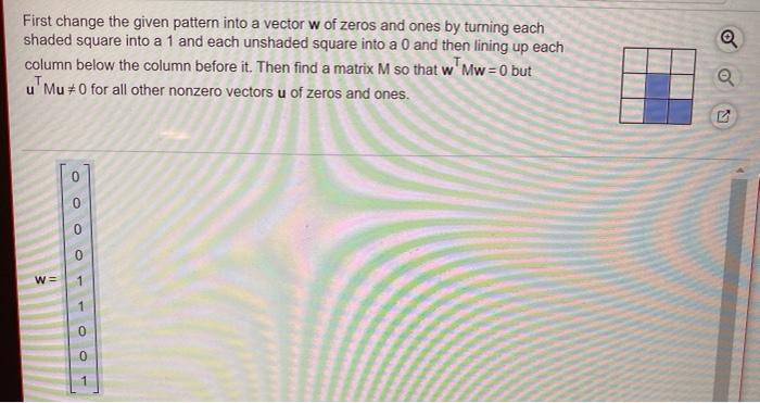 Solved First change the given pattern into a vector w of | Chegg.com