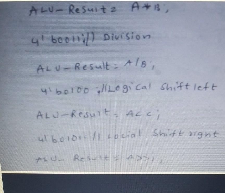 Il Venilog Project Verilog Code For Alu Module Alu{