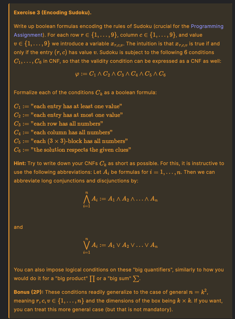 Solved Exercise 3 (Encoding Sudoku). ﻿Write up boolean | Chegg.com