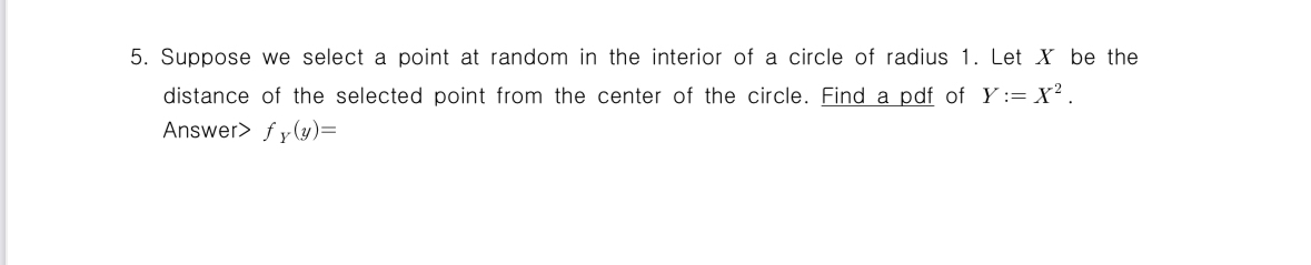 Solved Suppose we select a point at random in the interior | Chegg.com