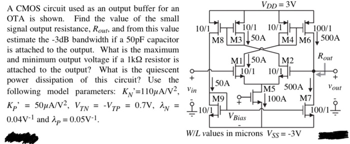 Solved 10/1 Rout A CMOS circuit used as an output buffer for | Chegg.com