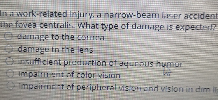 Solved In a work-related injury, a narrow-beam laser | Chegg.com