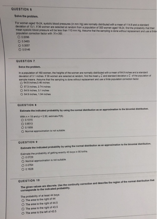 Solved QUESTION 1 Estimate the indicated probability by | Chegg.com