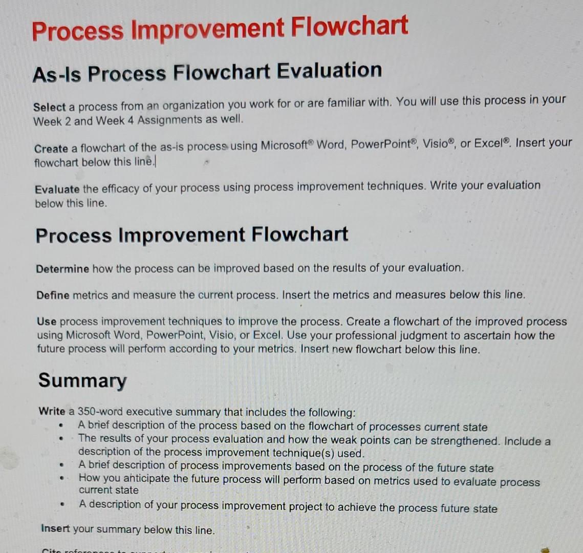 Process Improvement Flowchart As-Is Process Flowchart | Chegg.com