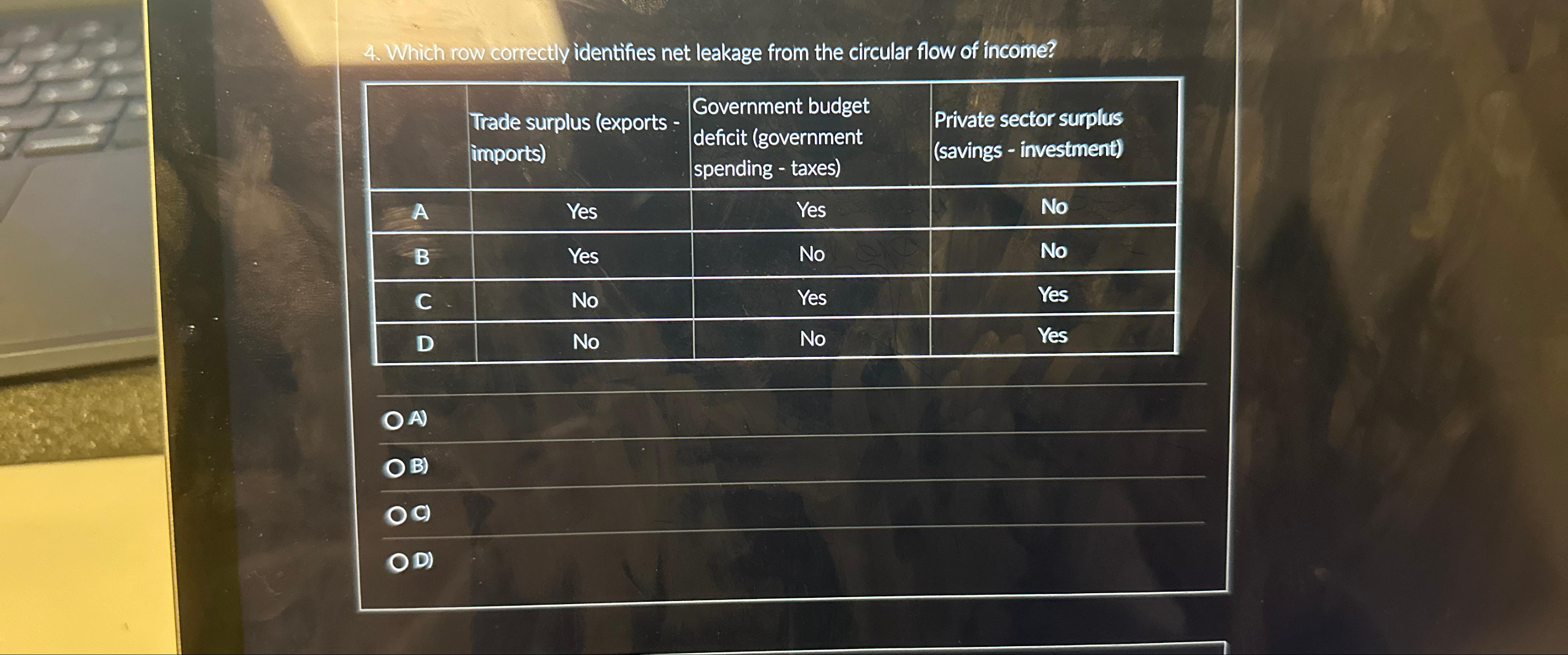 Solved Which row correctly identifies net leakage from the | Chegg.com