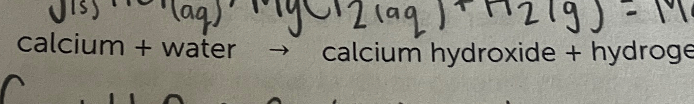 Solved calcium + ﻿water → ﻿calcium hydroxide + ﻿hydrogen | Chegg.com
