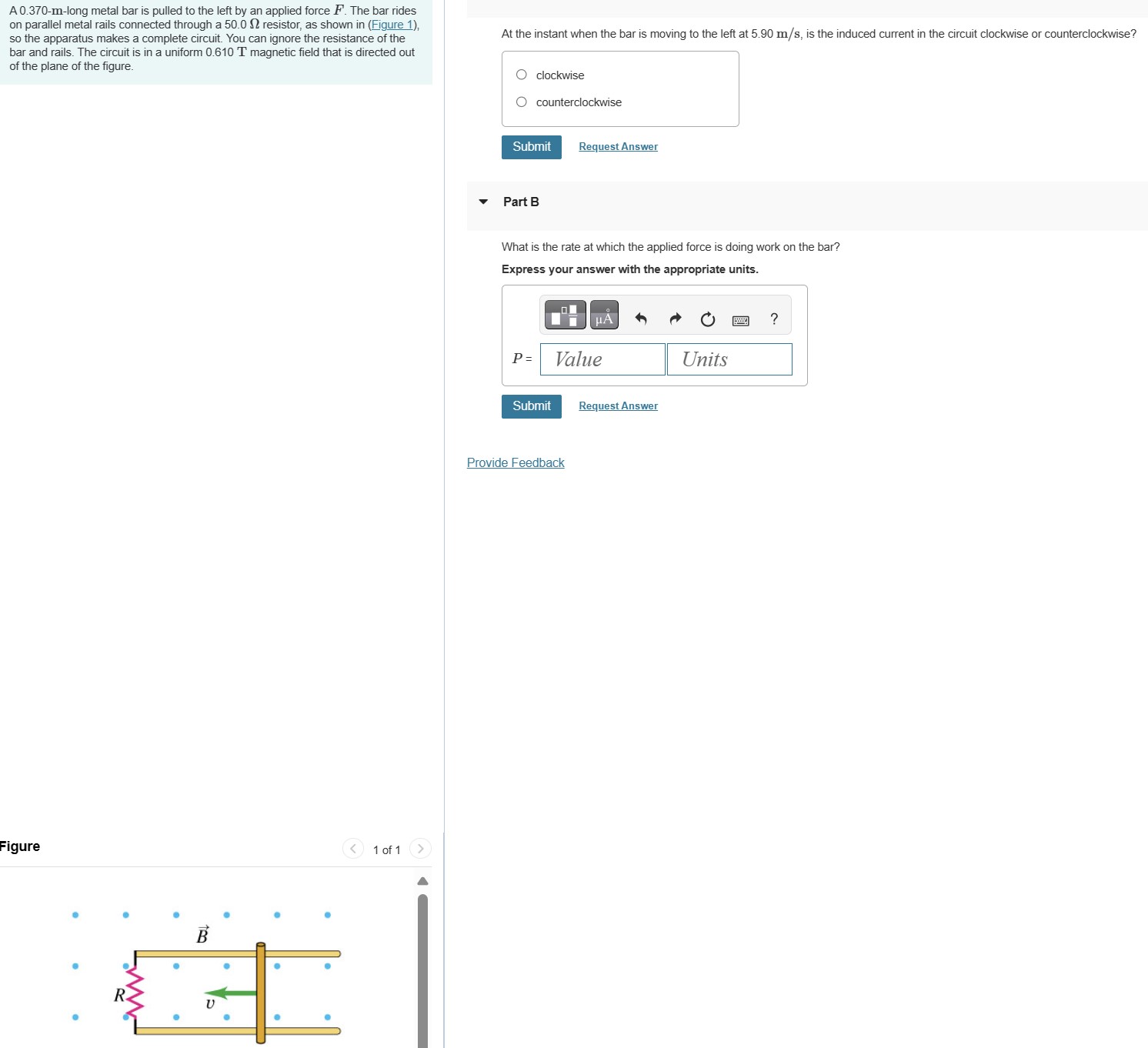 Solved A 0.370 -m-long metal bar is pulled to the left by an | Chegg.com