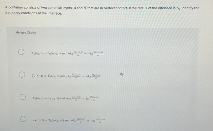 Solved A container consists of two spherical layers, A and | Chegg.com