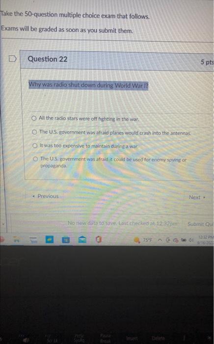 Take the 50-question multiple choice exam that | Chegg.com