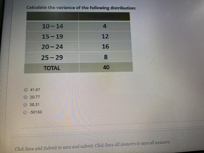 Solved Calculate the variance of the following distribution: | Chegg.com