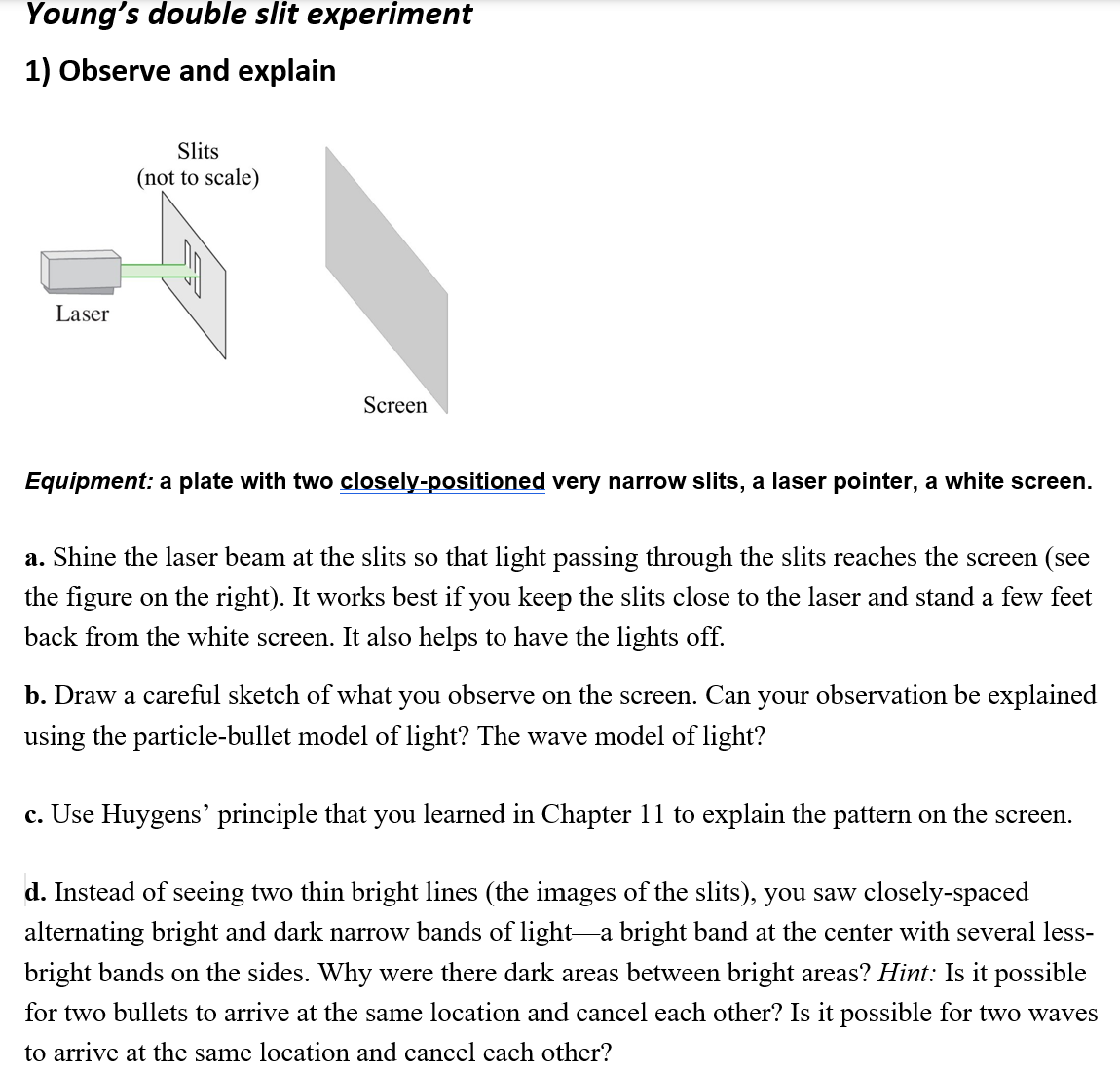 Solved Young's double slit experimentObserve and | Chegg.com
