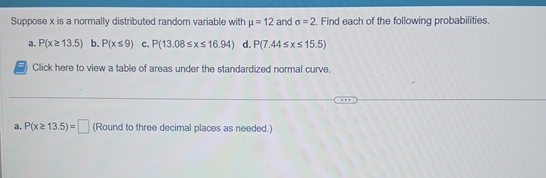 Solved Suppose x ﻿is a normally distributed random variable | Chegg.com