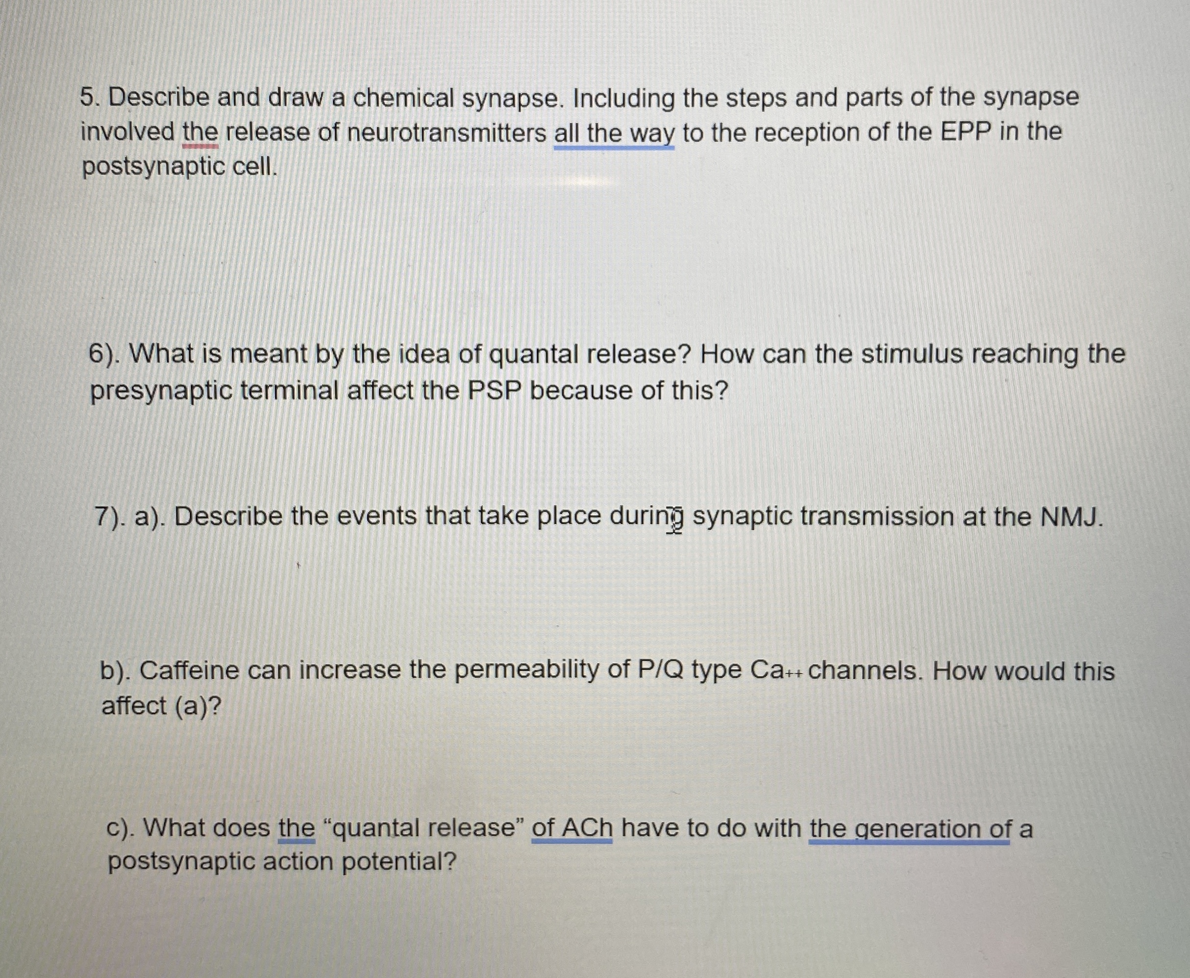 Solved Describe and draw a chemical synapse. Including the | Chegg.com