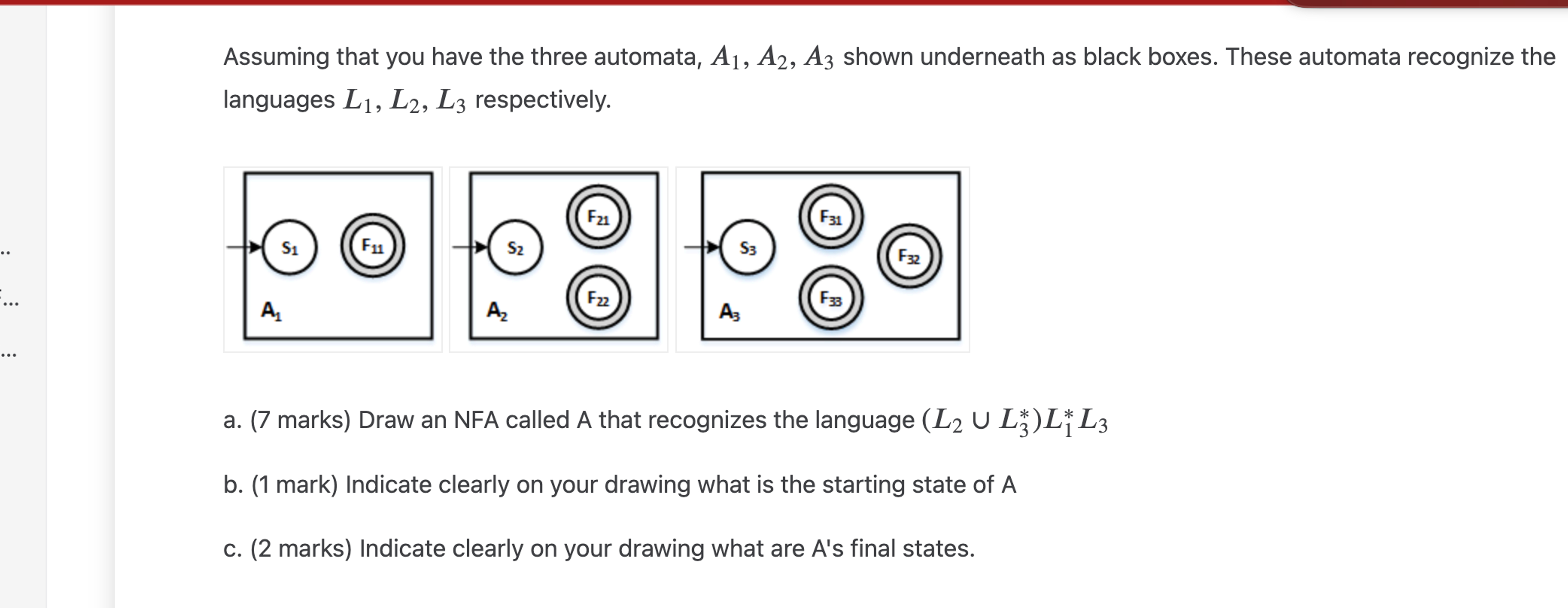 Solved Assuming that you have the three automata, A1,A2,A3 | Chegg.com