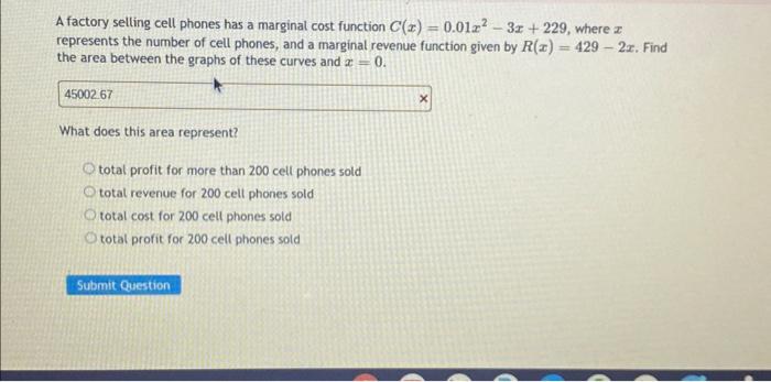 Solved A factory selling cell phones has a marginal cost | Chegg.com