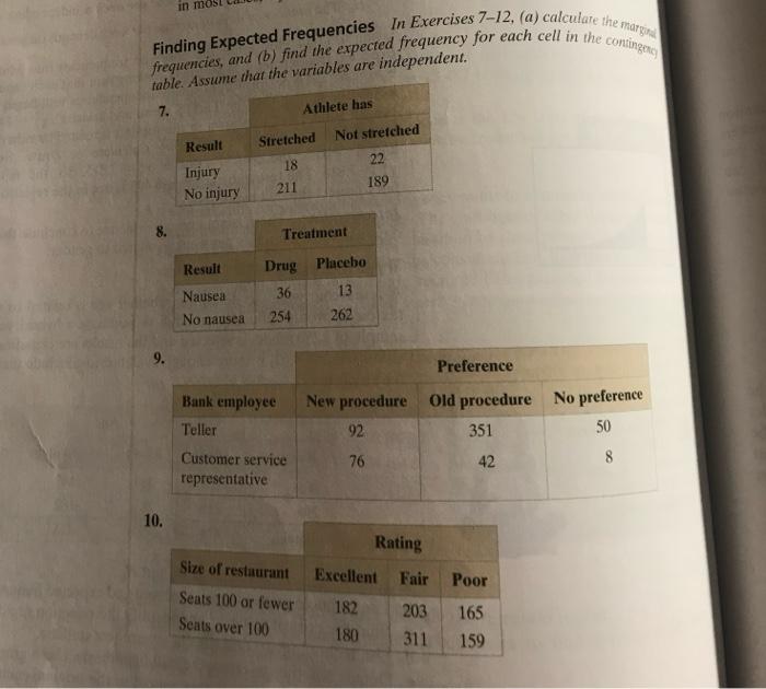 Solved Finding Expected Frequencies In Exercises 7-12, (a) | Chegg.com