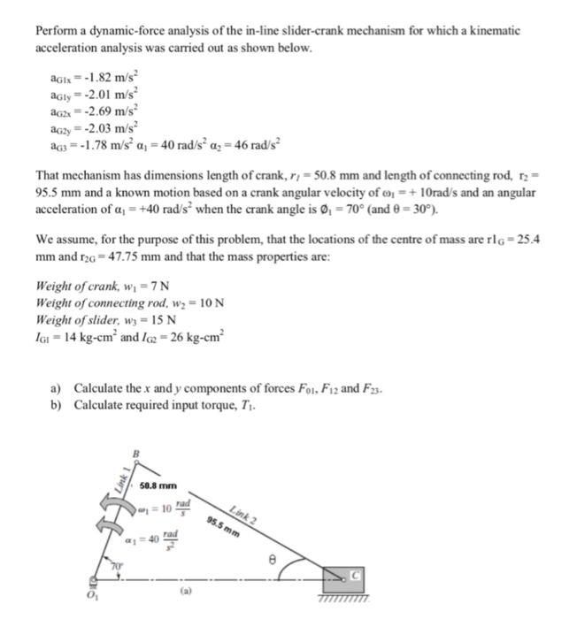 Solved Perform a dynamic-force analysis of the in-line | Chegg.com