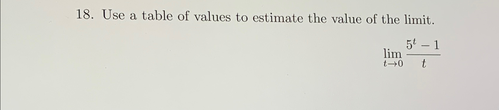 Solved Use a table of values to estimate the value of the | Chegg.com