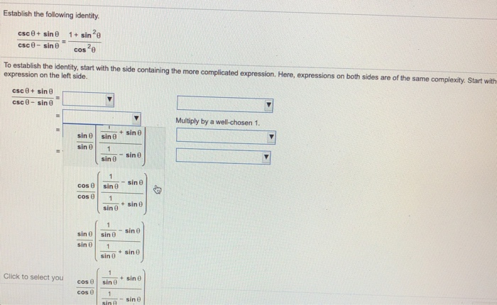 Solved Establish the following identity. csc + sin csc - | Chegg.com
