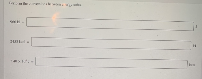 Solved Perform the conversions between energy units. 966 kJ | Chegg.com