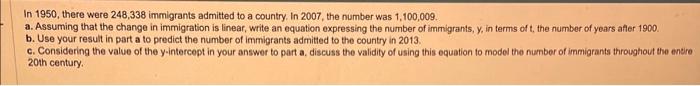 Solved In 1950 , there were 248,338 immigrants admitted to a | Chegg.com