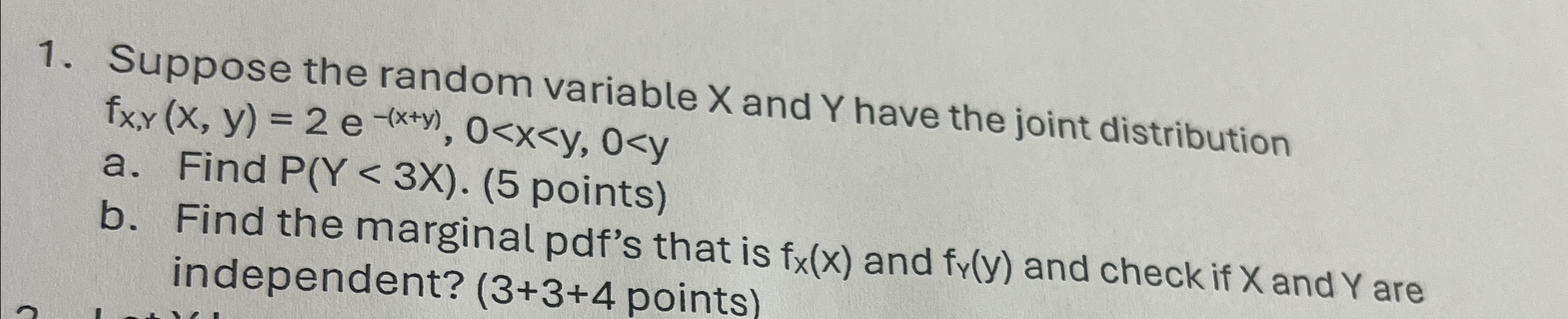 Solved Suppose the random variable x ﻿and Y ﻿have the joint | Chegg.com