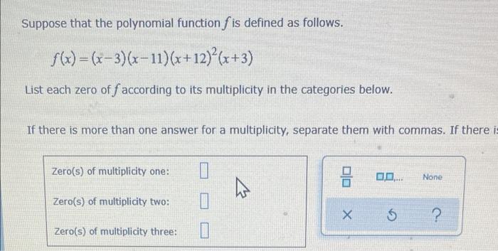 Solved Suppose that the polynomial function fis defined as | Chegg.com