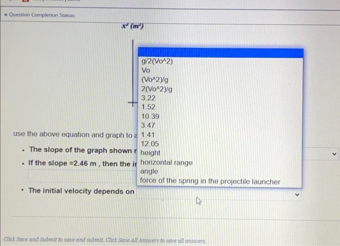 Solved x² in the Projectile experiment, the relation between | Chegg.com