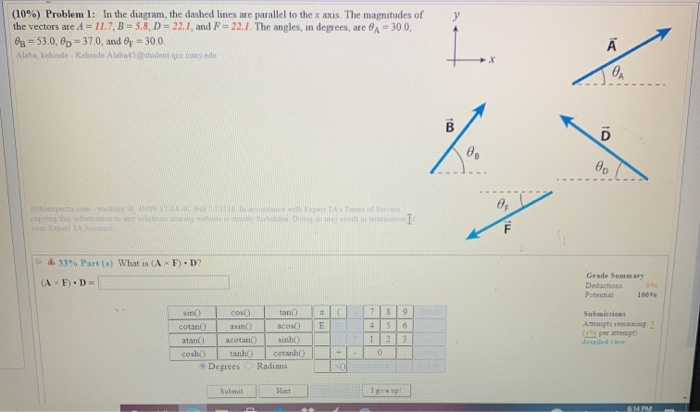Solved (10%) Problem 1: In the diagram, the dashed lines are | Chegg.com
