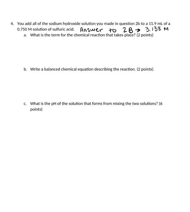 Solved b. Write a balanced chemical equation describing the | Chegg.com
