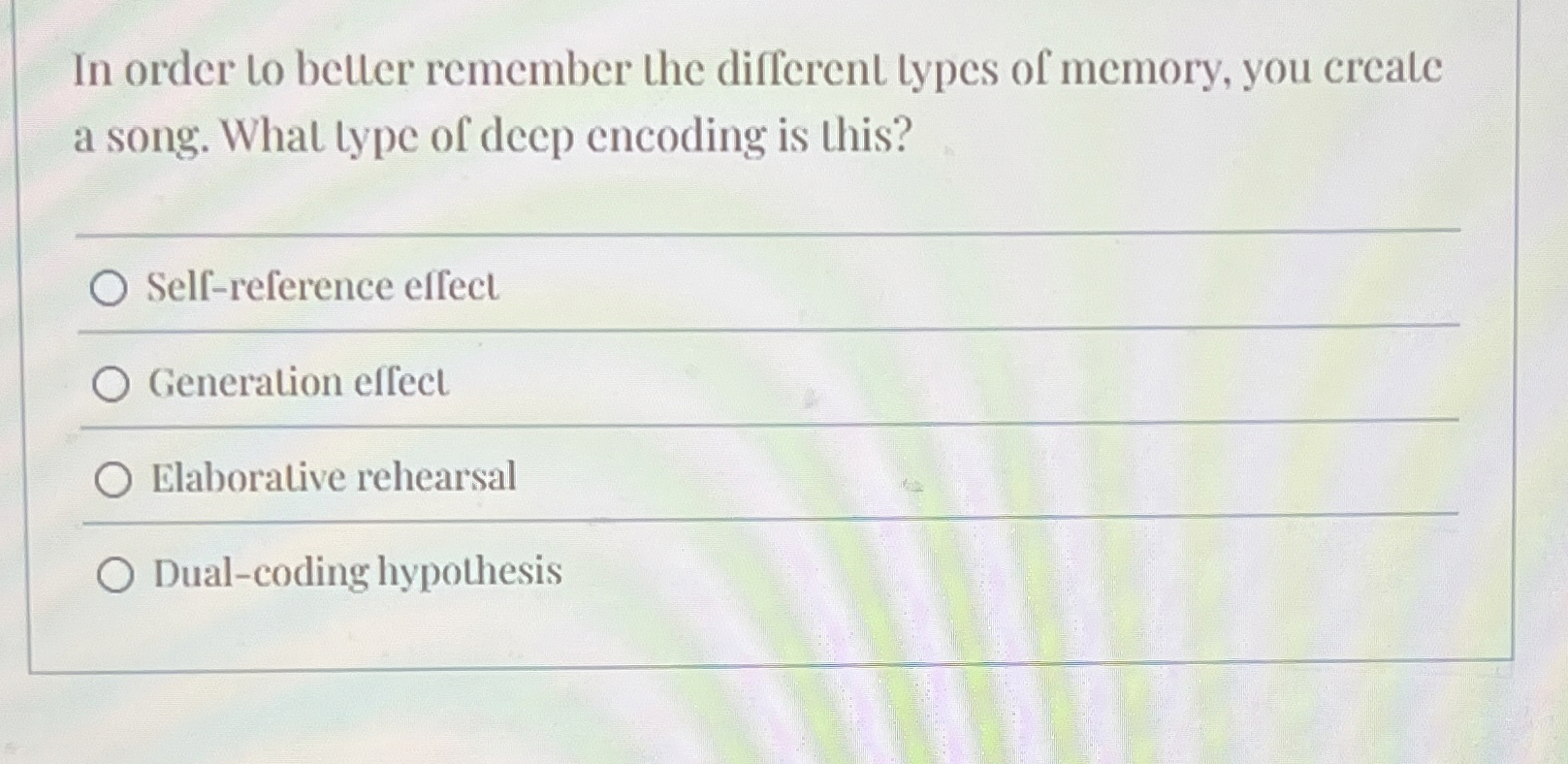 Solved In order to betler remember the different types of | Chegg.com