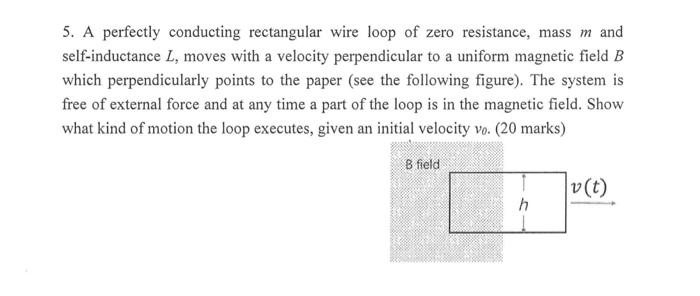 Solved 5. A perfectly conducting rectangular wire loop of | Chegg.com