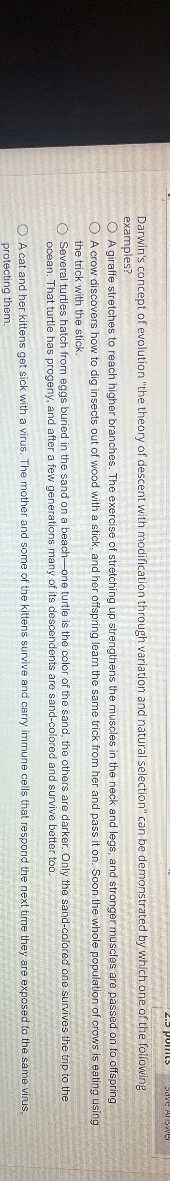 Solved Darwin's concept of evolution "the theory of descent | Chegg.com