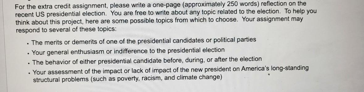 For the extra credit assignment, please write a | Chegg.com