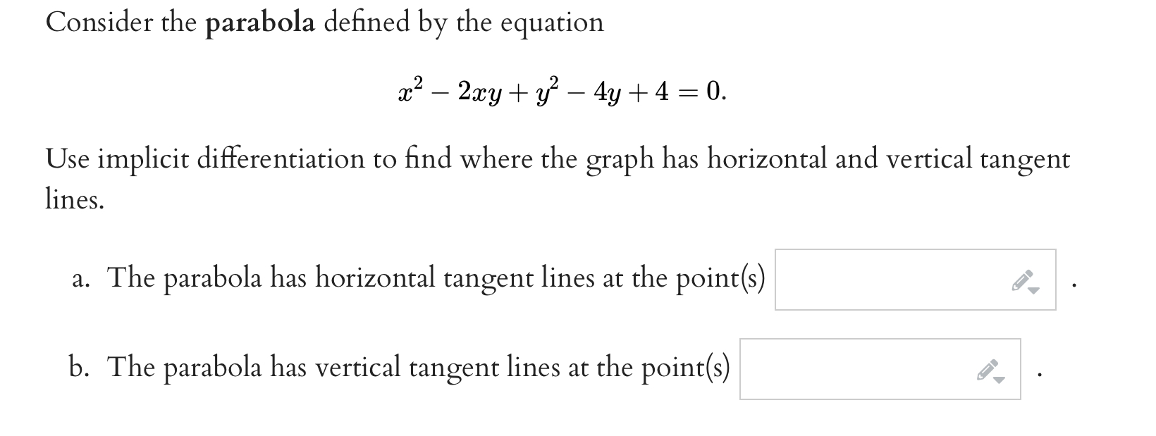 Solved Consider the parabola defined by the | Chegg.com