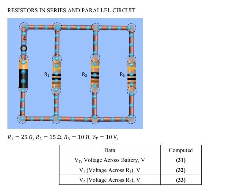Solved RESISTORS IN SERIES AND PARALLEL CIRCUIT R1 R2 R3 R1 | Chegg.com