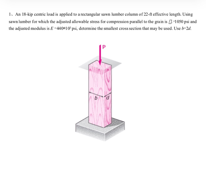 Solved 1. An 18-kip centric load is applied to a rectangular | Chegg.com