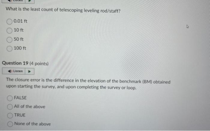 What is the least count of telescoping leveling | Chegg.com