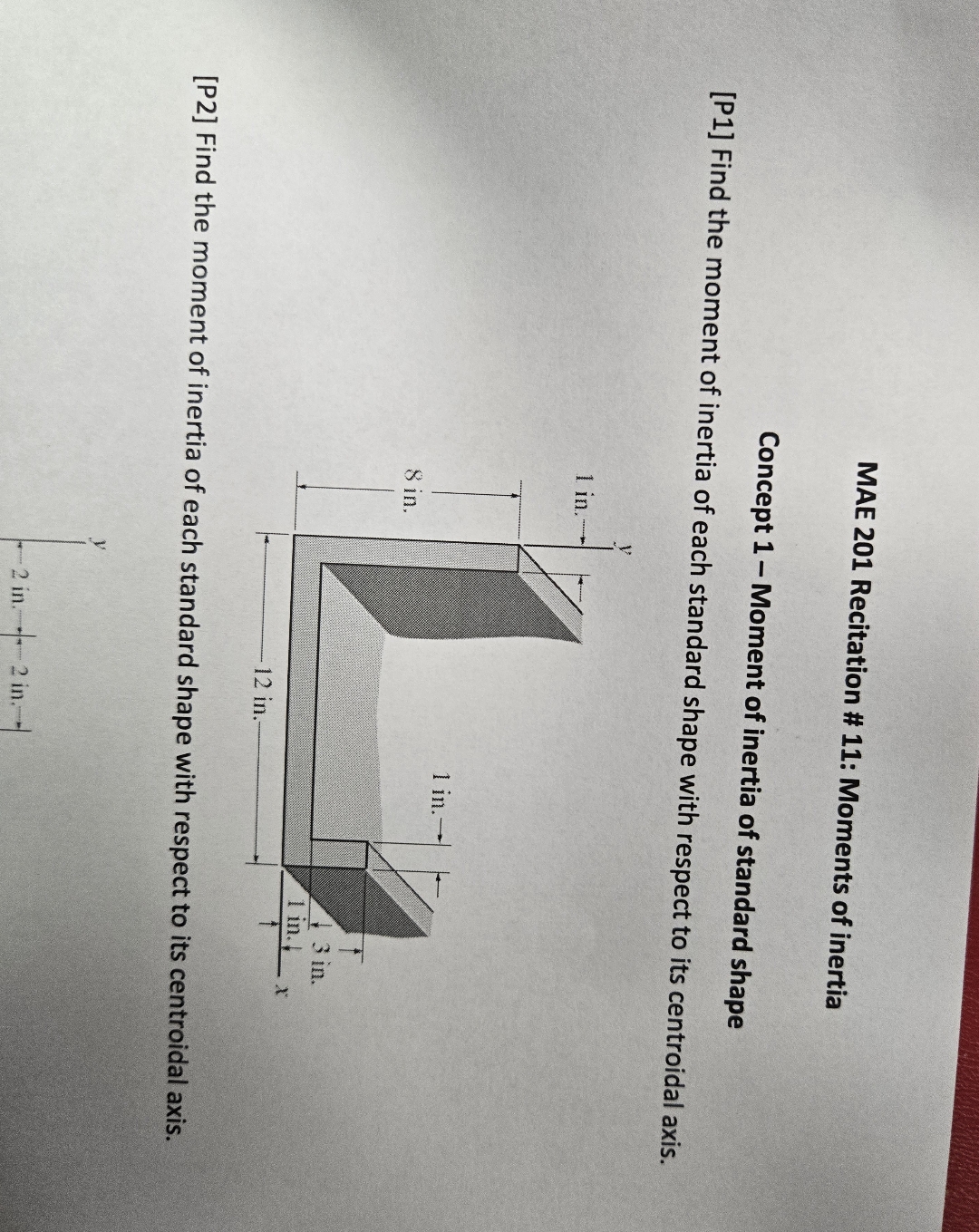 Solved MAE 201 ﻿Recitation # 11: Moments of inertiaConcept | Chegg.com