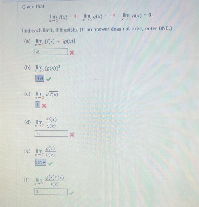 Solved Given that limx→2f(x)=4limx→2g(x)=−4limx→2h(x)=0, | Chegg.com