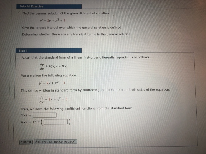Solved Tutorial Exercise Find the general solution of the | Chegg.com