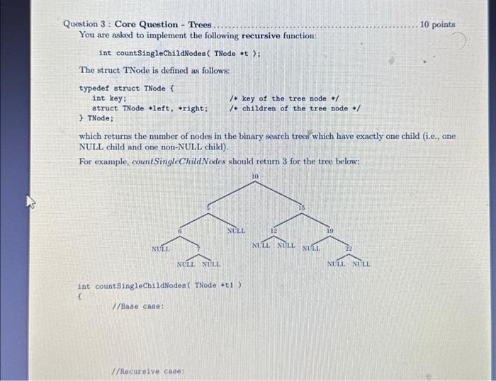 Solved Question 3: Core Question - Trees . 10 points You are | Chegg.com