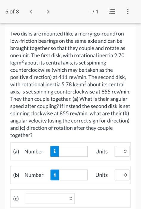 Solved Two disks are mounted (like a merry-go-round) on | Chegg.com