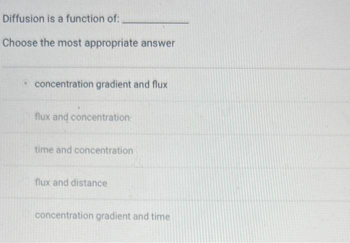Solved Diffusion is a function of: Choose the most | Chegg.com
