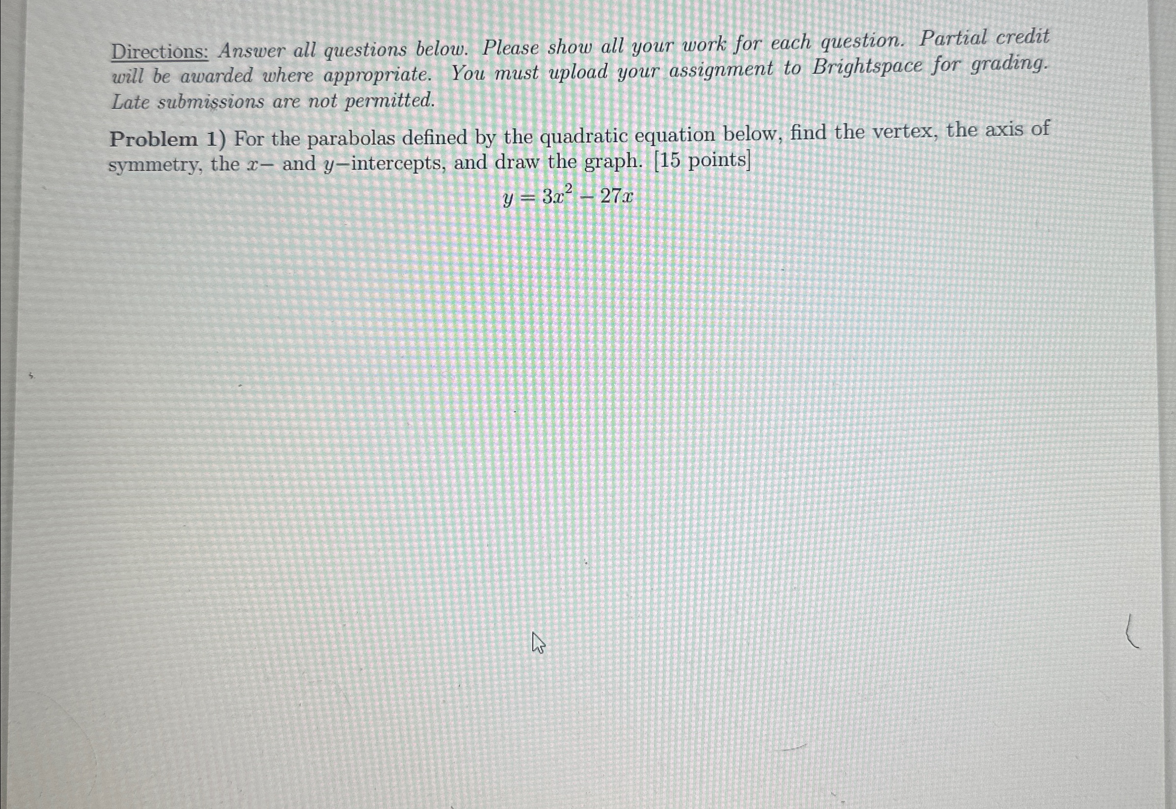 Solved Directions: Answer all questions below. Please show | Chegg.com